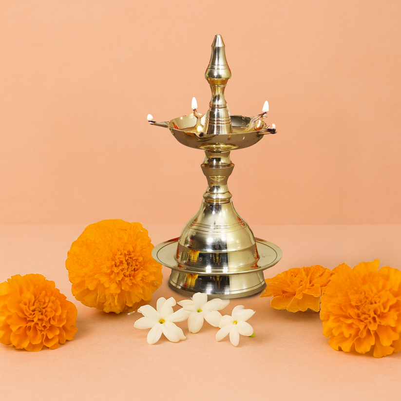 Brass Kerala Fancy Pillar Diya (Pital Kerala Sundar Stambh Deepak ...