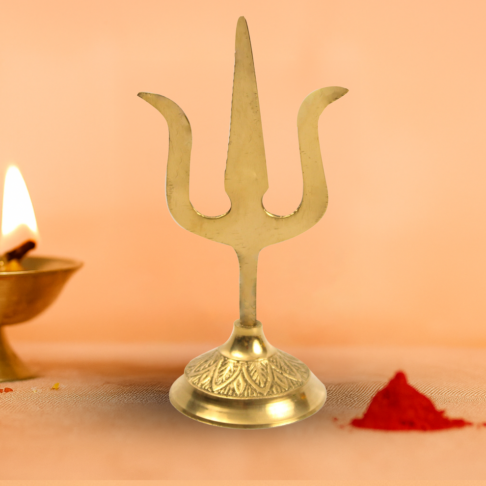 Brass Mini Soolam (Pital Chota Trishul / Shiva Weapon) – Pujalane