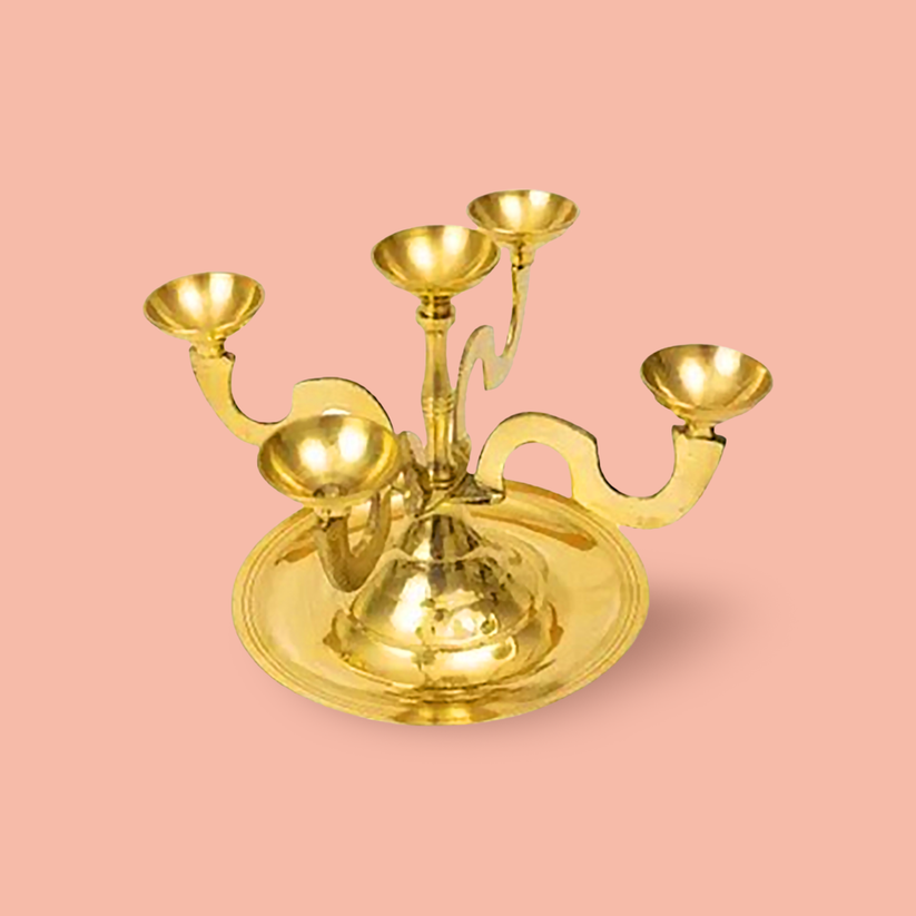 Buy 5 Face Brass Karpoor Aarti Stand – Spiritual Puja Accessory – Pujalane
