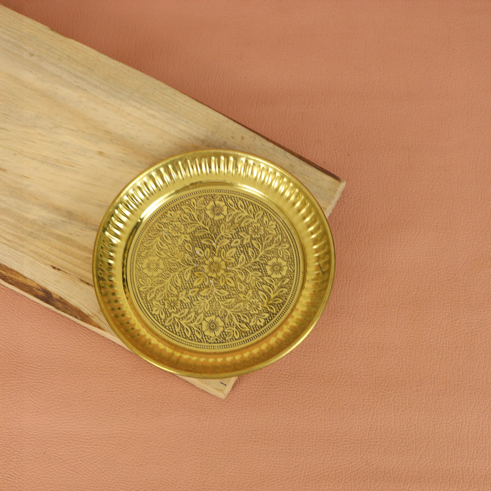 Buy Designer Brass Halwa Plate – Premium Serveware – Pujalane