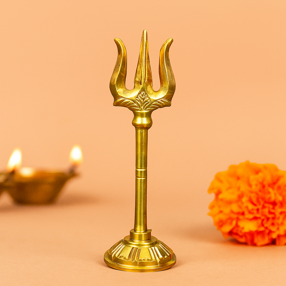 Brass Soolam-10cm (Pital Trishul / Shiva Weapon) – Pujalane