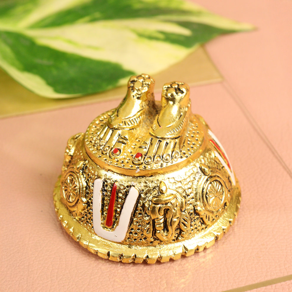 Buy Balaji Paduka Perumal Padham Gold - Sacred Dashboard Decor – Pujalane