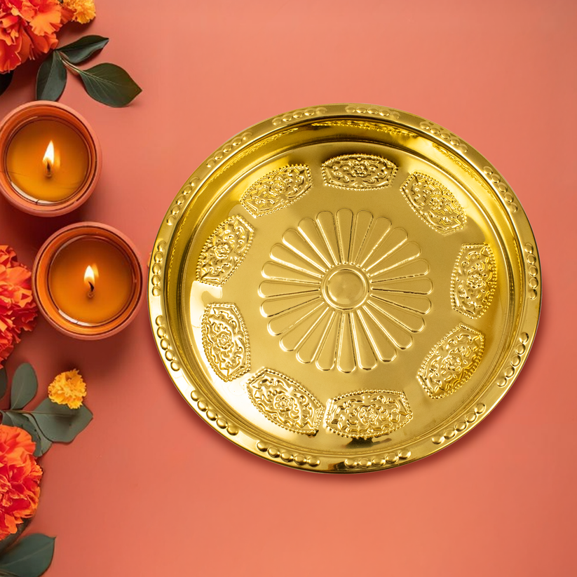 Buy Brass Kumcha Puja Thali – Elegant Ritual Plate – Pujalane