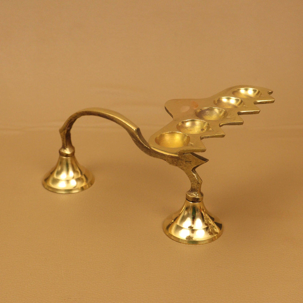 Brass Karpoor Aarti Five Face Diya – Pujalane