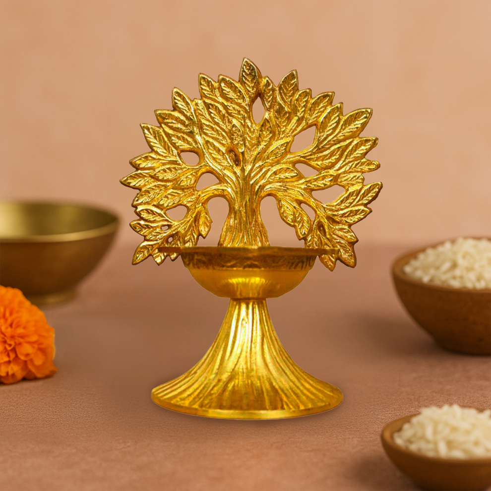 Brass Kalp Tree Diya (Karpagavircha Diya) (Pital Kalpa Vriksh Deepak ...