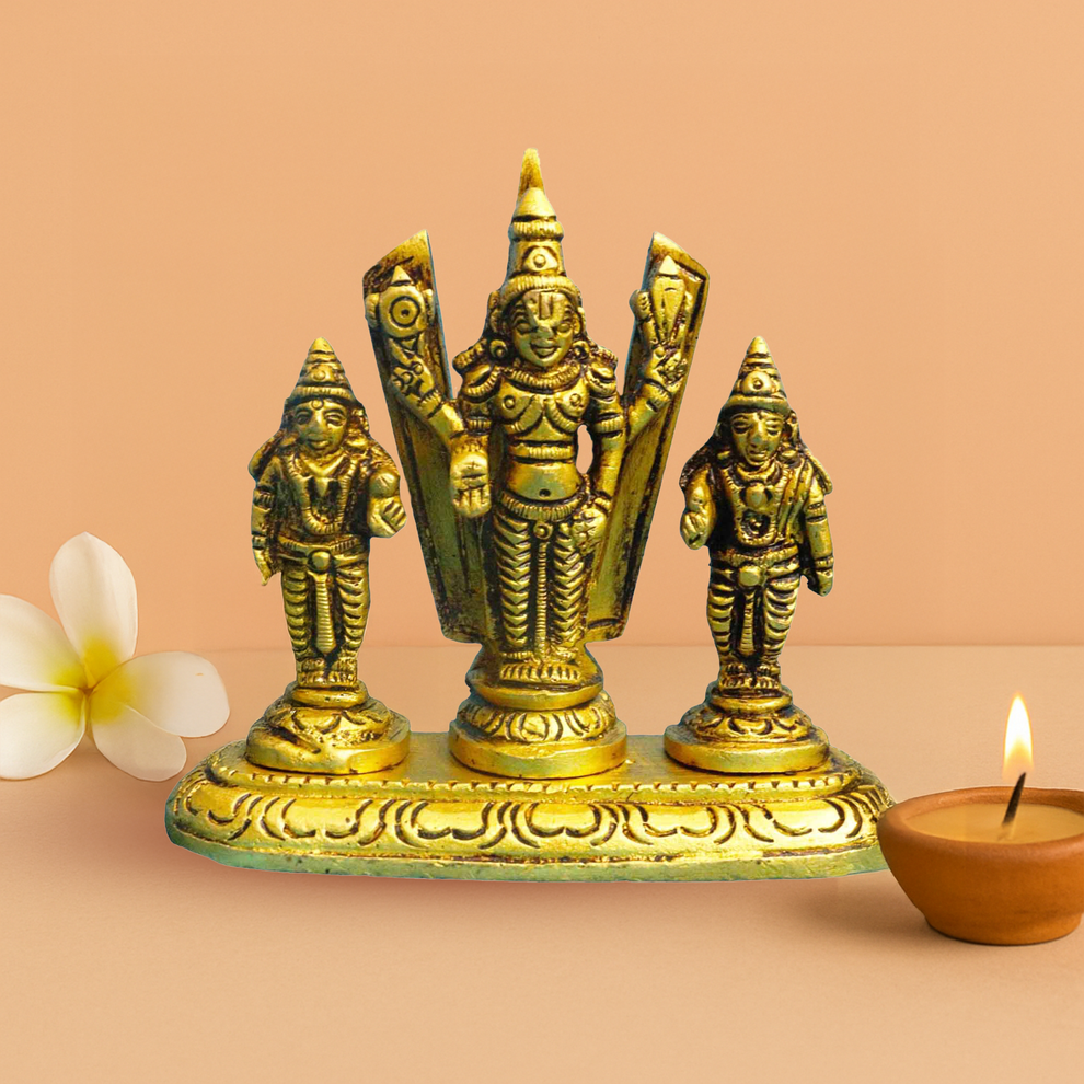 Brass Devi Namah Perumal Statue (Pital Lakshmi Vishnu Murti) – Pujalane